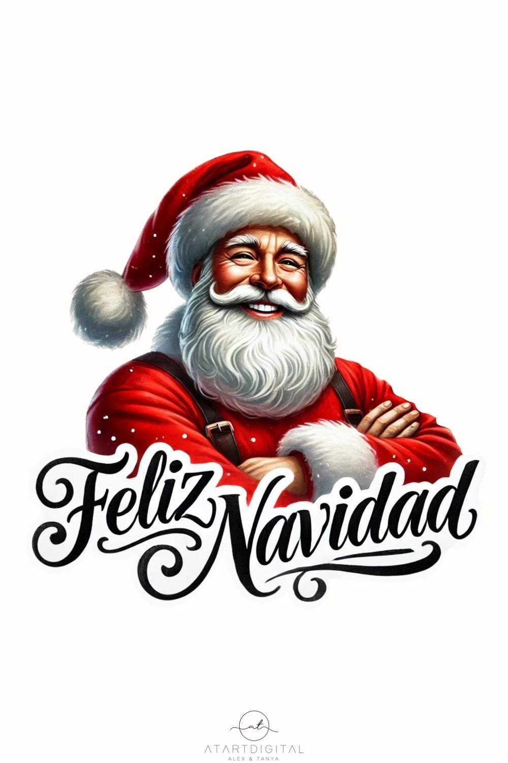 Feliz Navidad PNG, Santa Claus PNG Digital Download