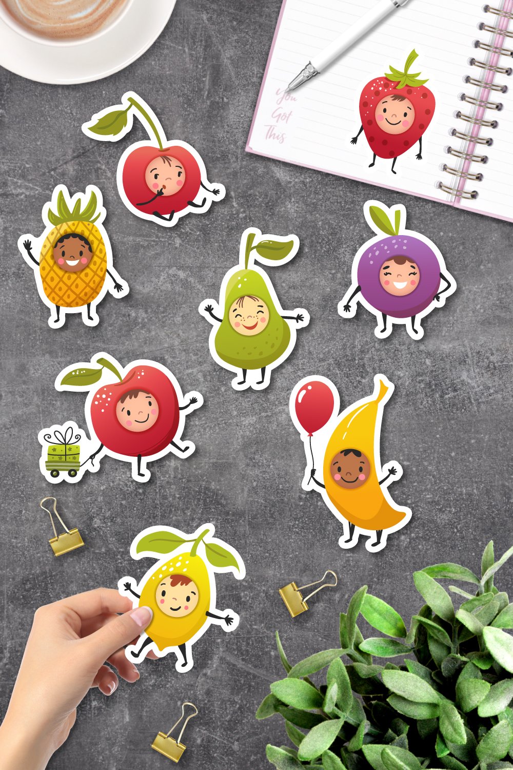 Cartoon fruit stickers