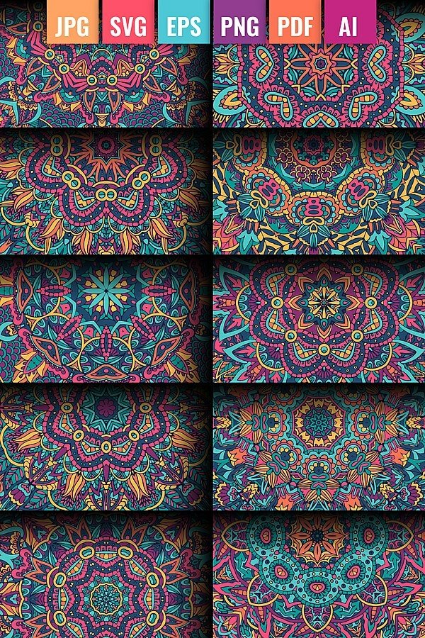 Abstract Boho Festival Mandala Seamless Pattern (1337232)