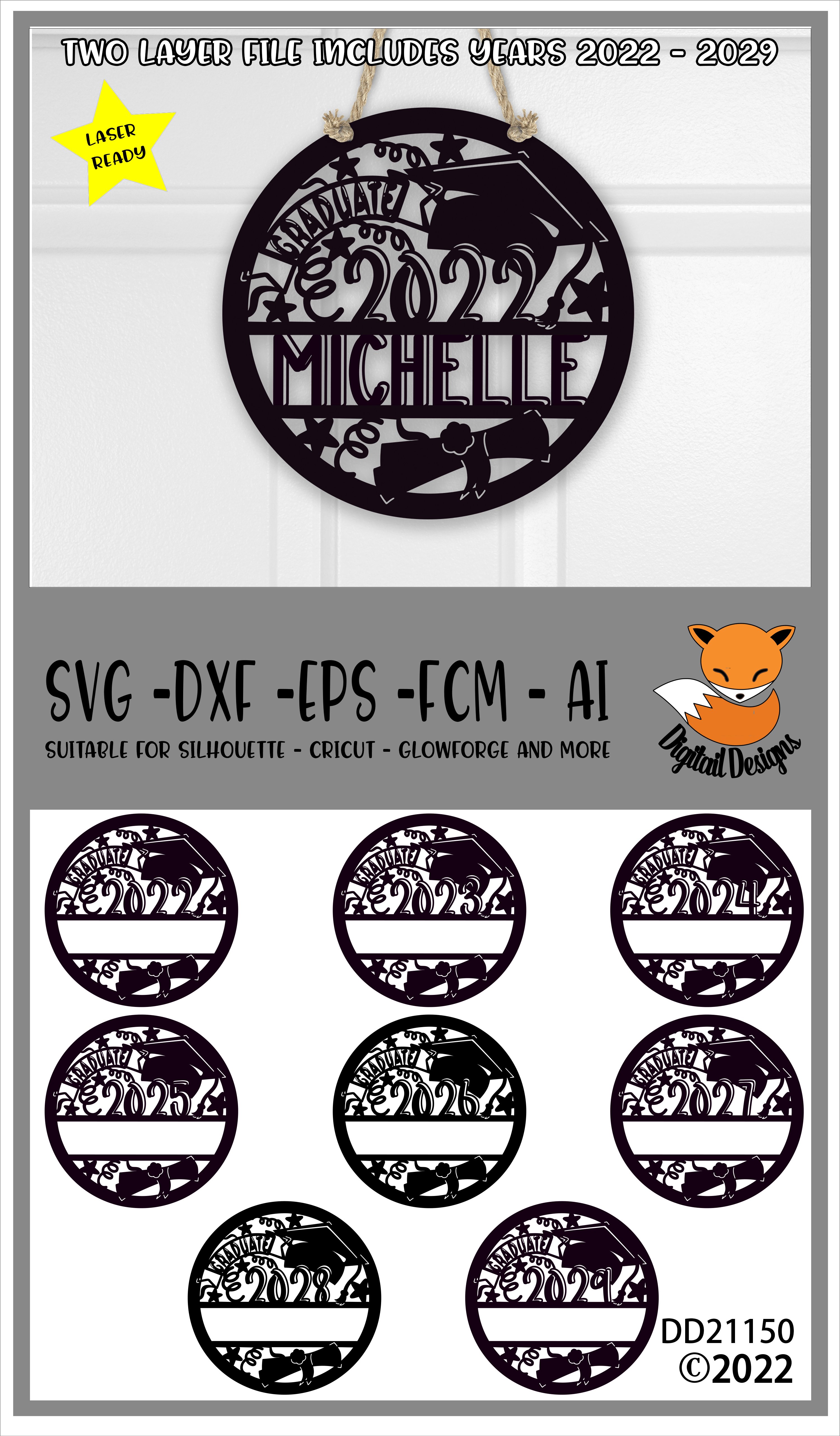 Craft Supplies & Tools Senior 2021 keychain SVG Laser cut template Cnc ...