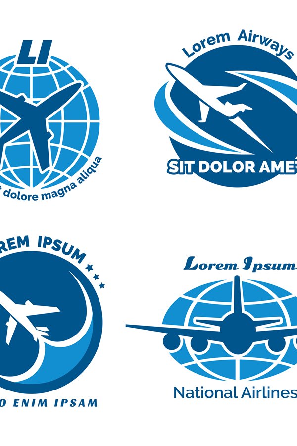 Aircraft logo vector emblems set