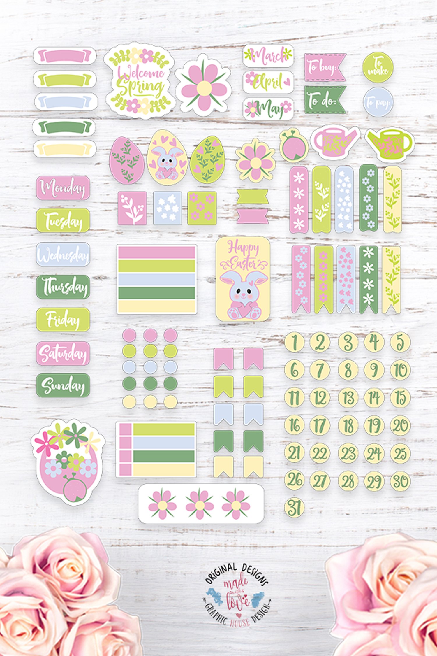 Spring Easter Planner Stickers