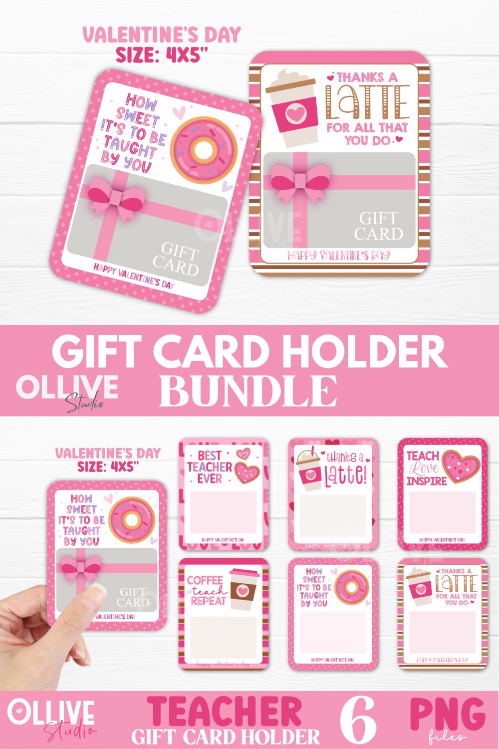 Valentine's Day Teacher Gift Card Holder PNG Bundle