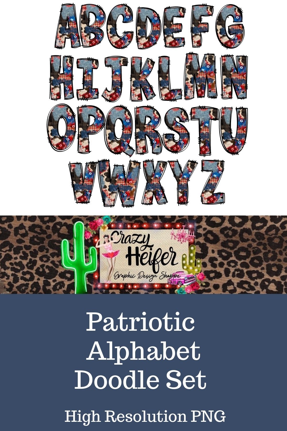 Patriotic Alphabet Set | A to Z alphabet png | Alpha Set