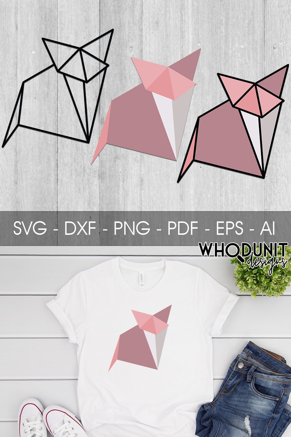 Origami SVG | Geometric Fox cut file