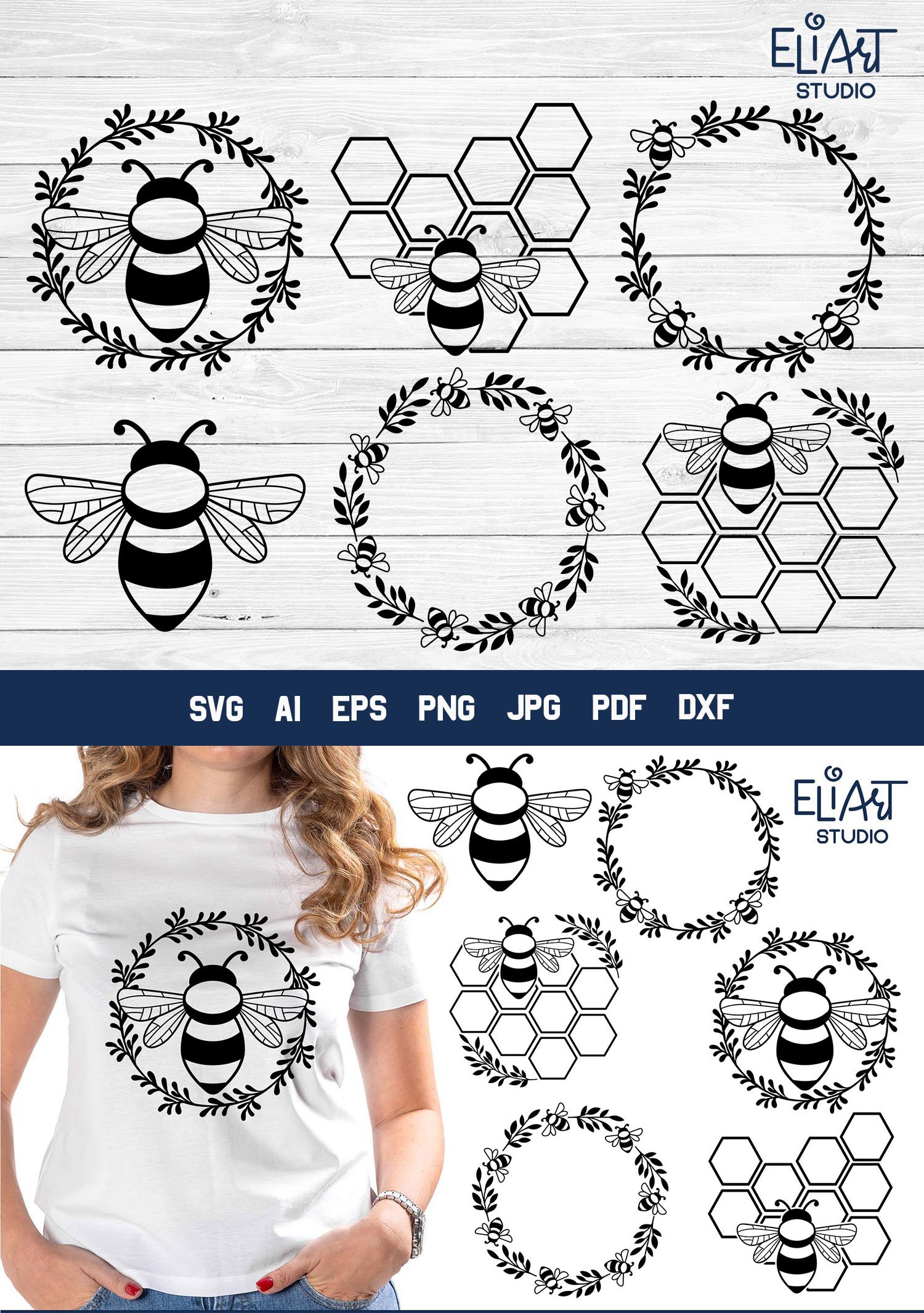 Bee SVG Bundle | Honey Bee PNG Illustration