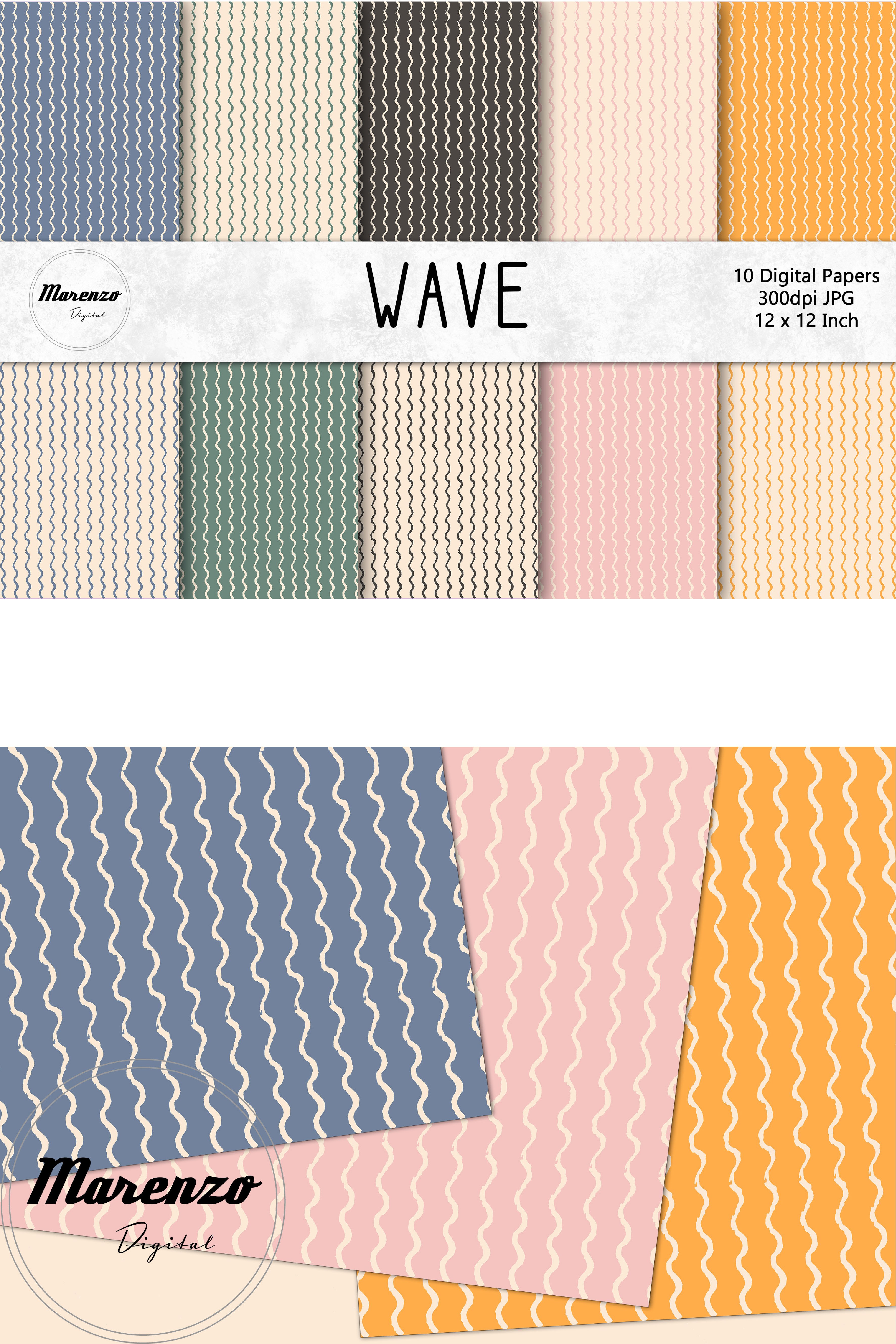 Wave patterns Digital Papers