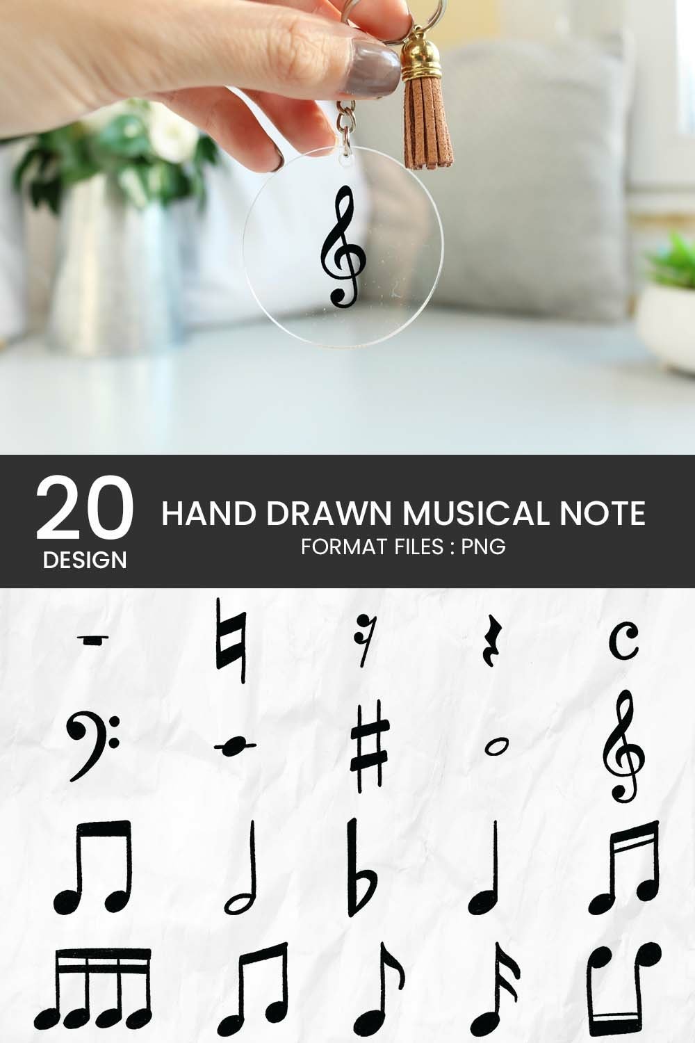 Hand Drawn Musical Note With 20 Variations