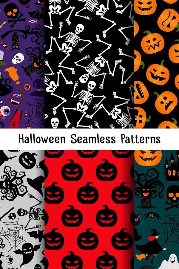 Different halloween pattern set
