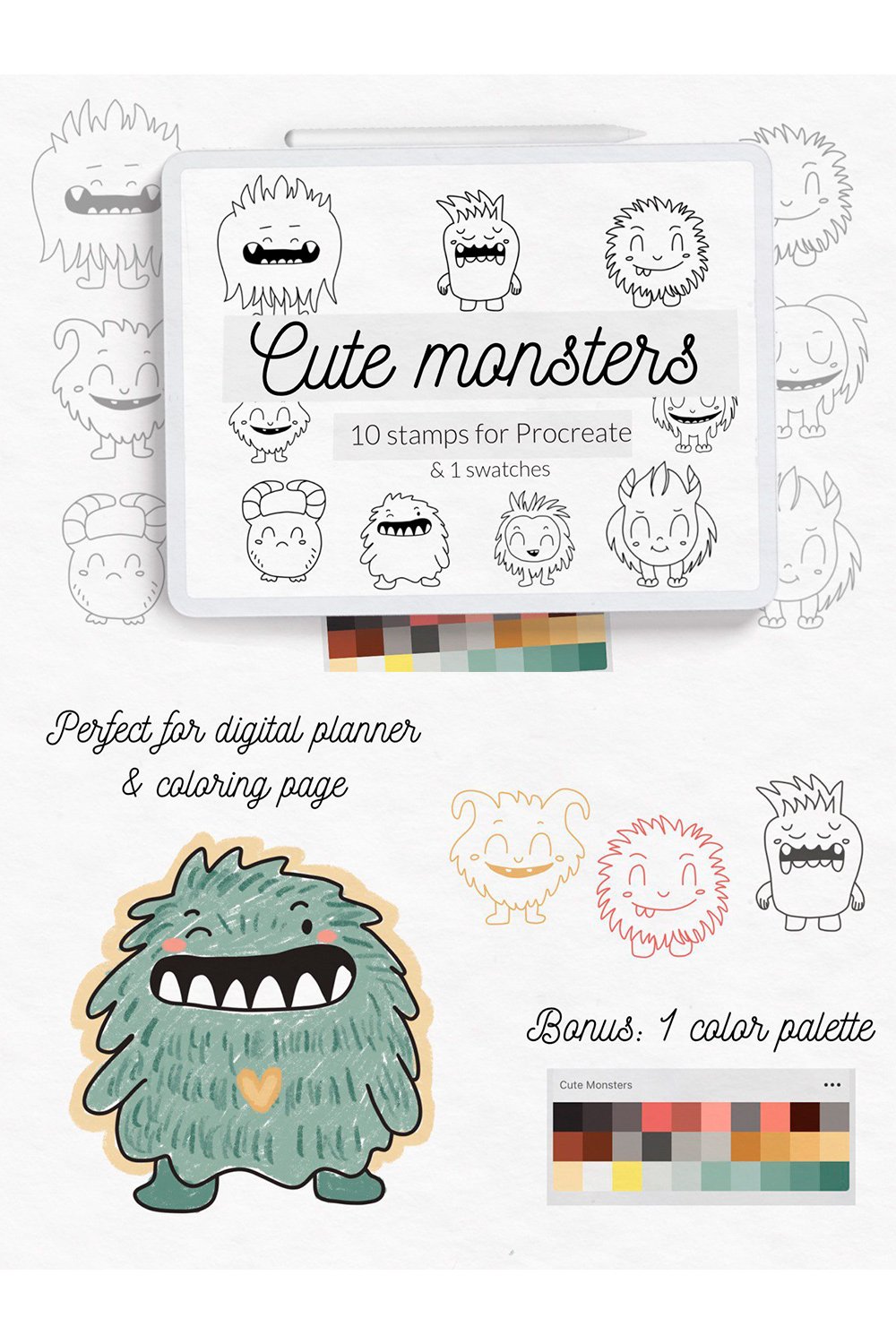 Cute Monster Stamps