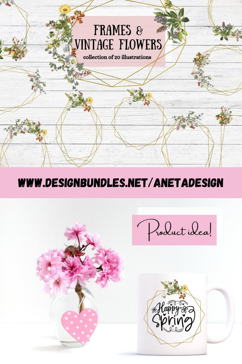 Gold Frames with Vintage Flowers (2491986)