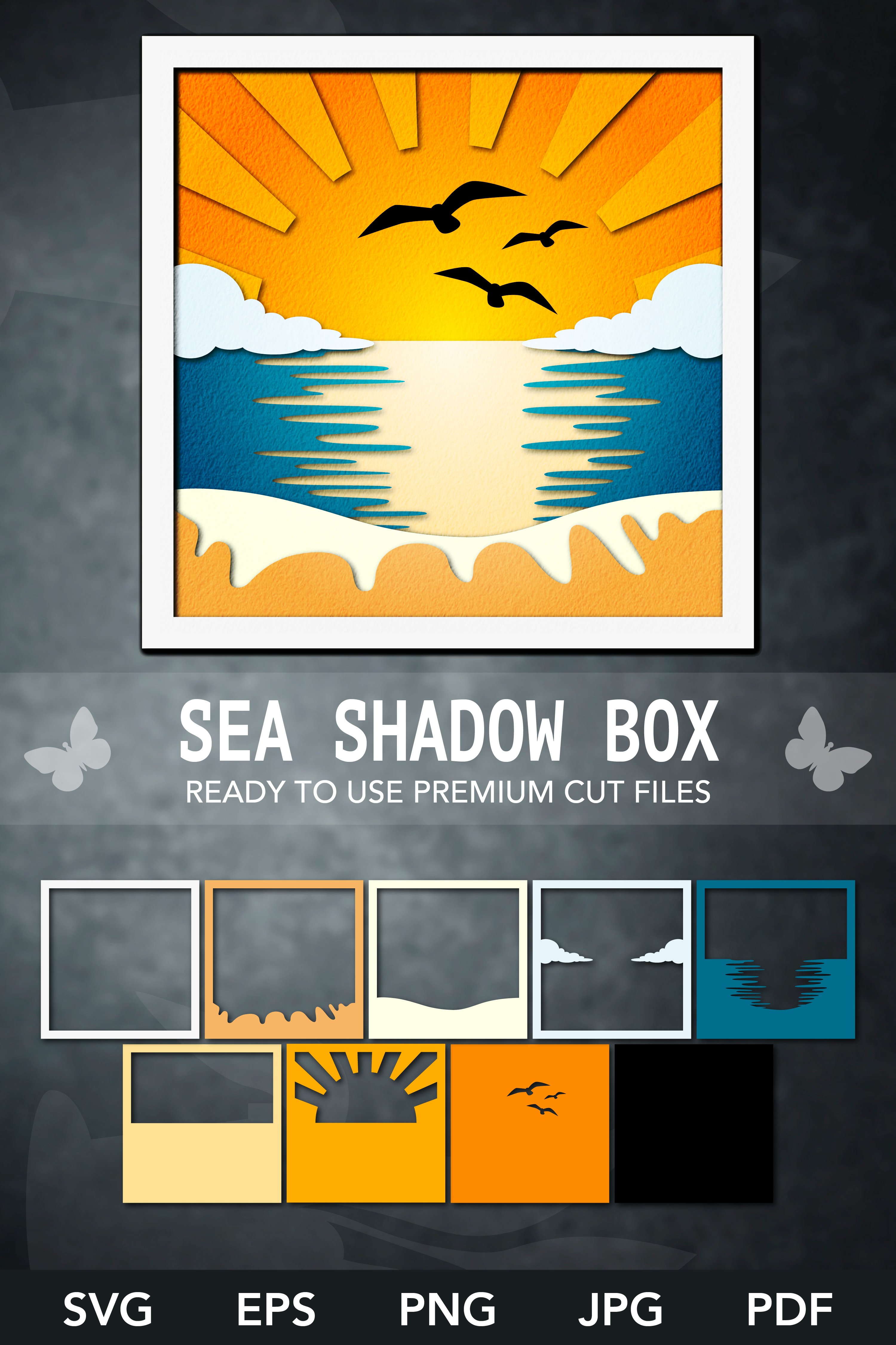 Sea Summer shadow box, SVG, 3d paper cut SVG, layered art