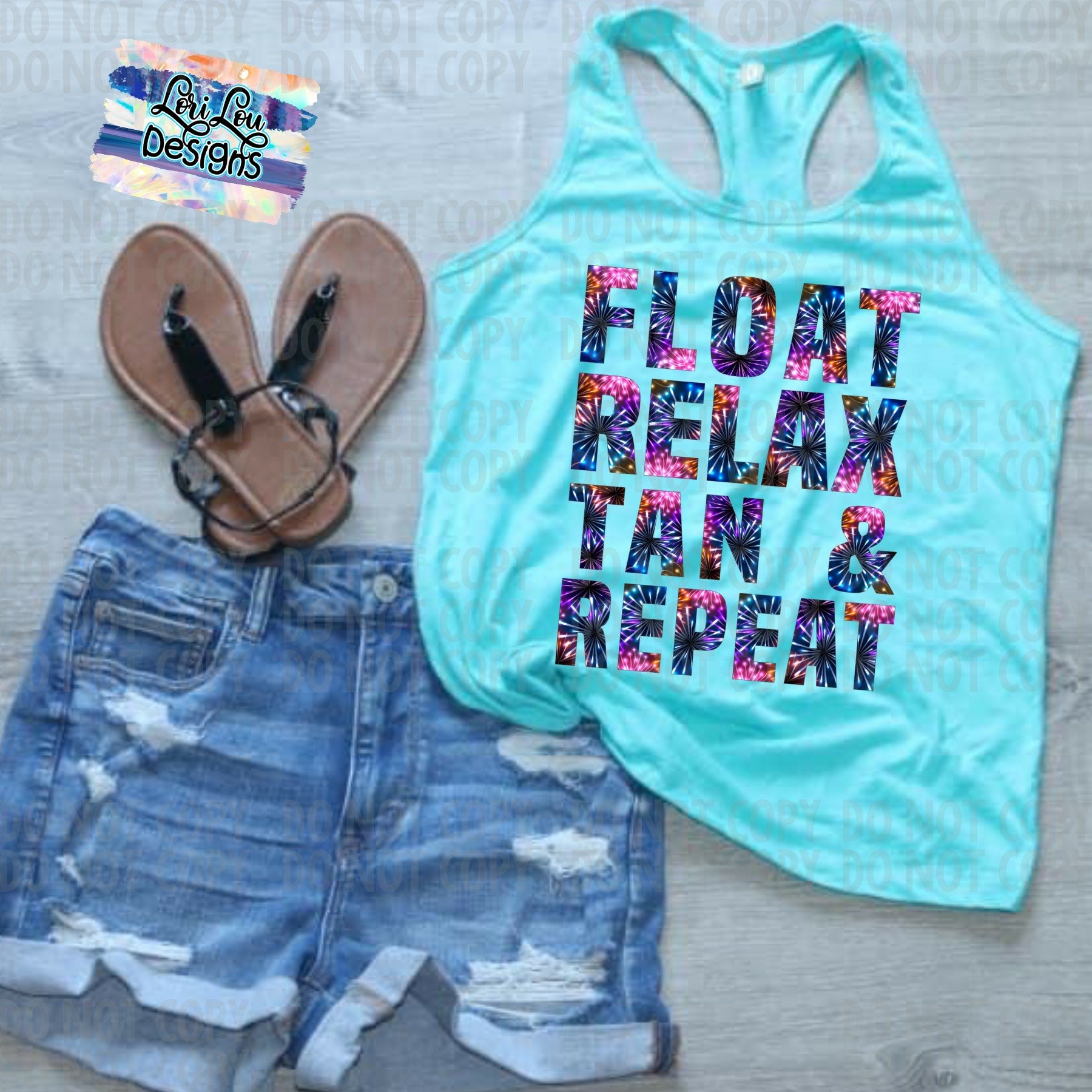 Float Relax Tan Repeat - Summer - Sublimation - PNG - Beach