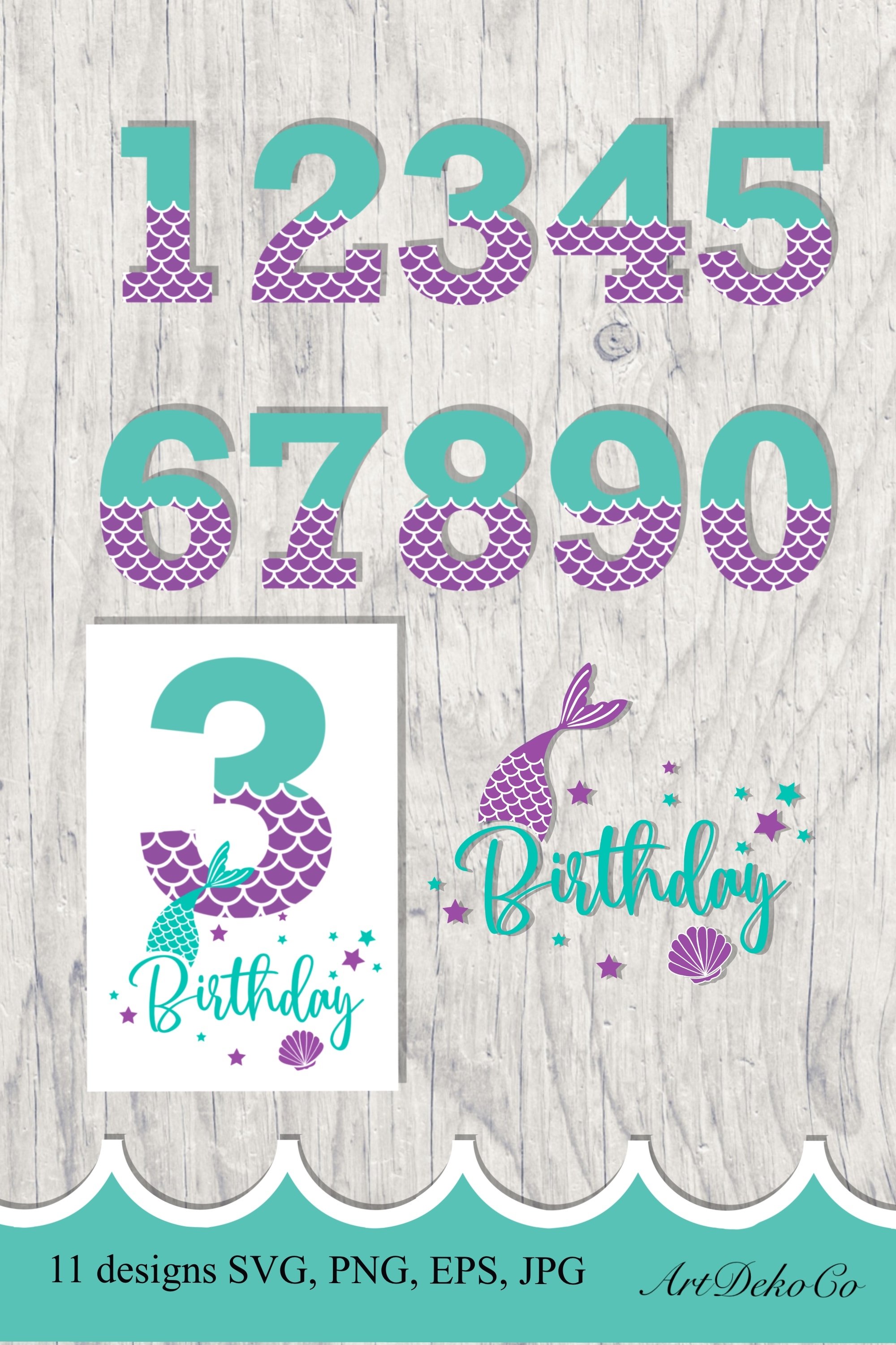 Birthday Mermaid SVG pack