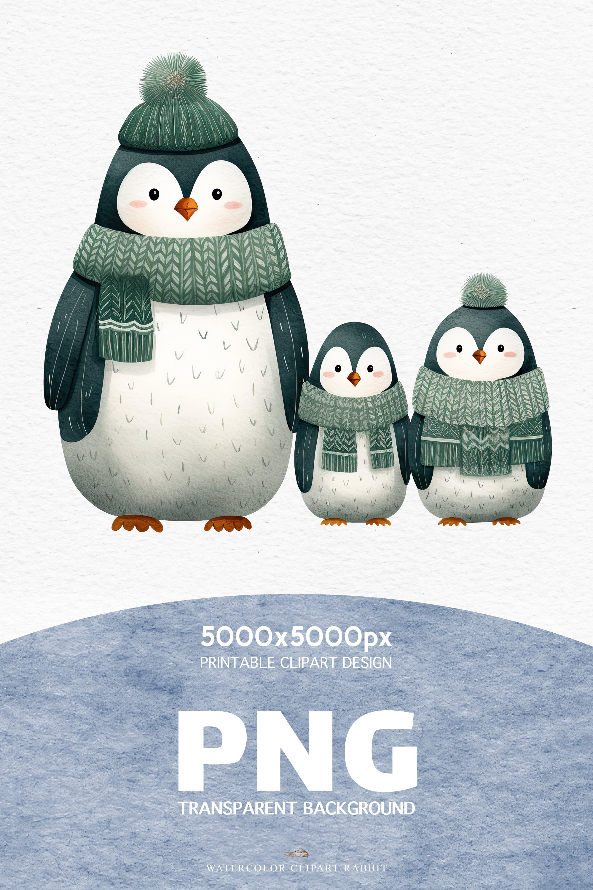 Cute Winter Baby Penguin Crochet Christmas Animals Clipart