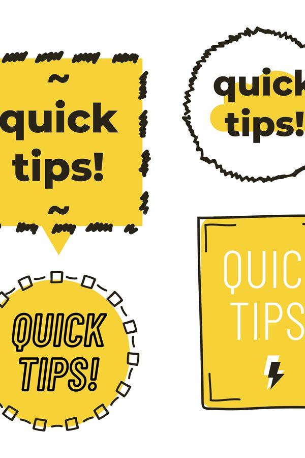 Quick tips set isolated on white background