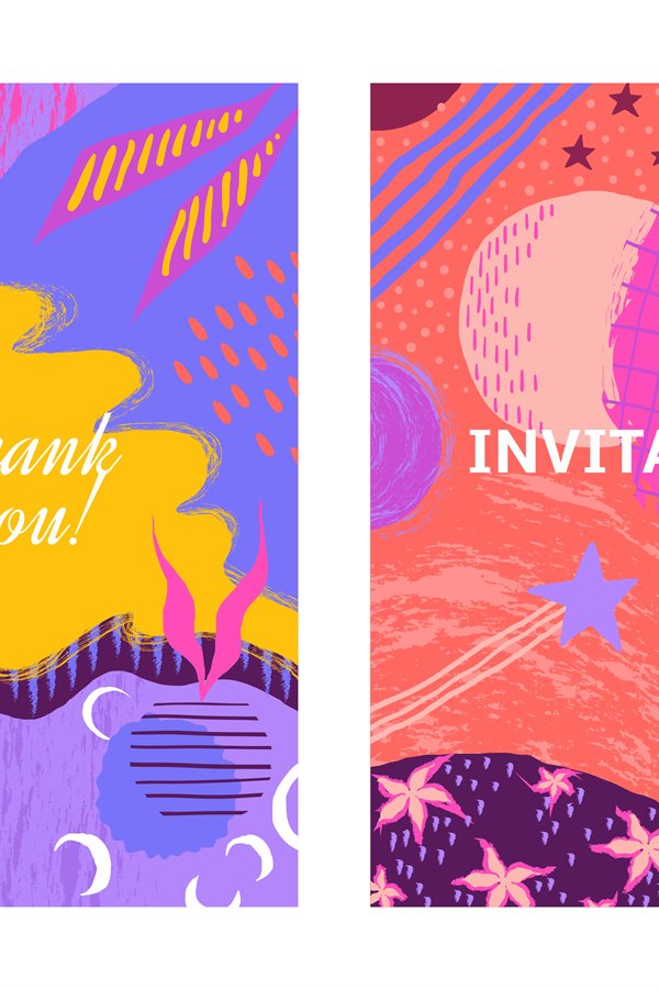 Abstract brush posters. Brush paint hand drawn banners with