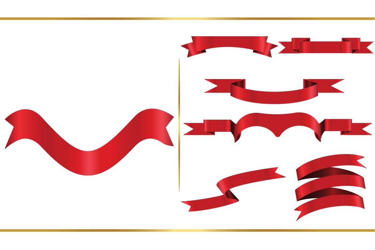 Ribbons clipart SVG bundle, Premium Red Ribbon (1031822)