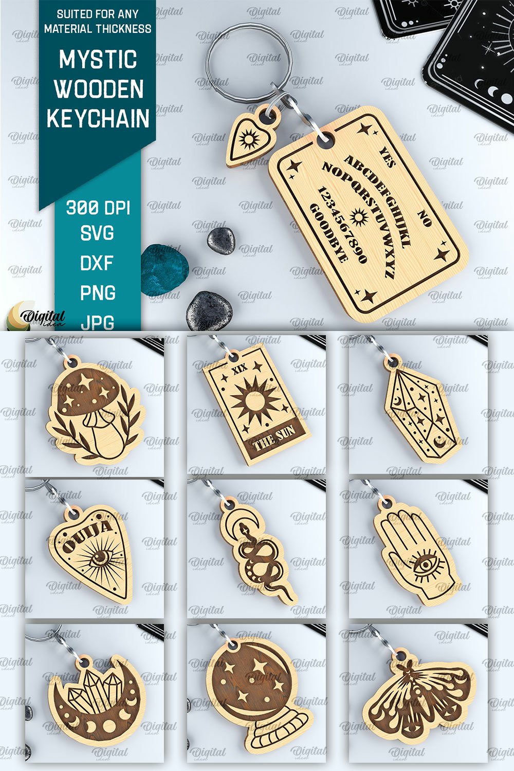 Mystic Wooden Keychains SVG Bundle. Magic Keychains Lasercut