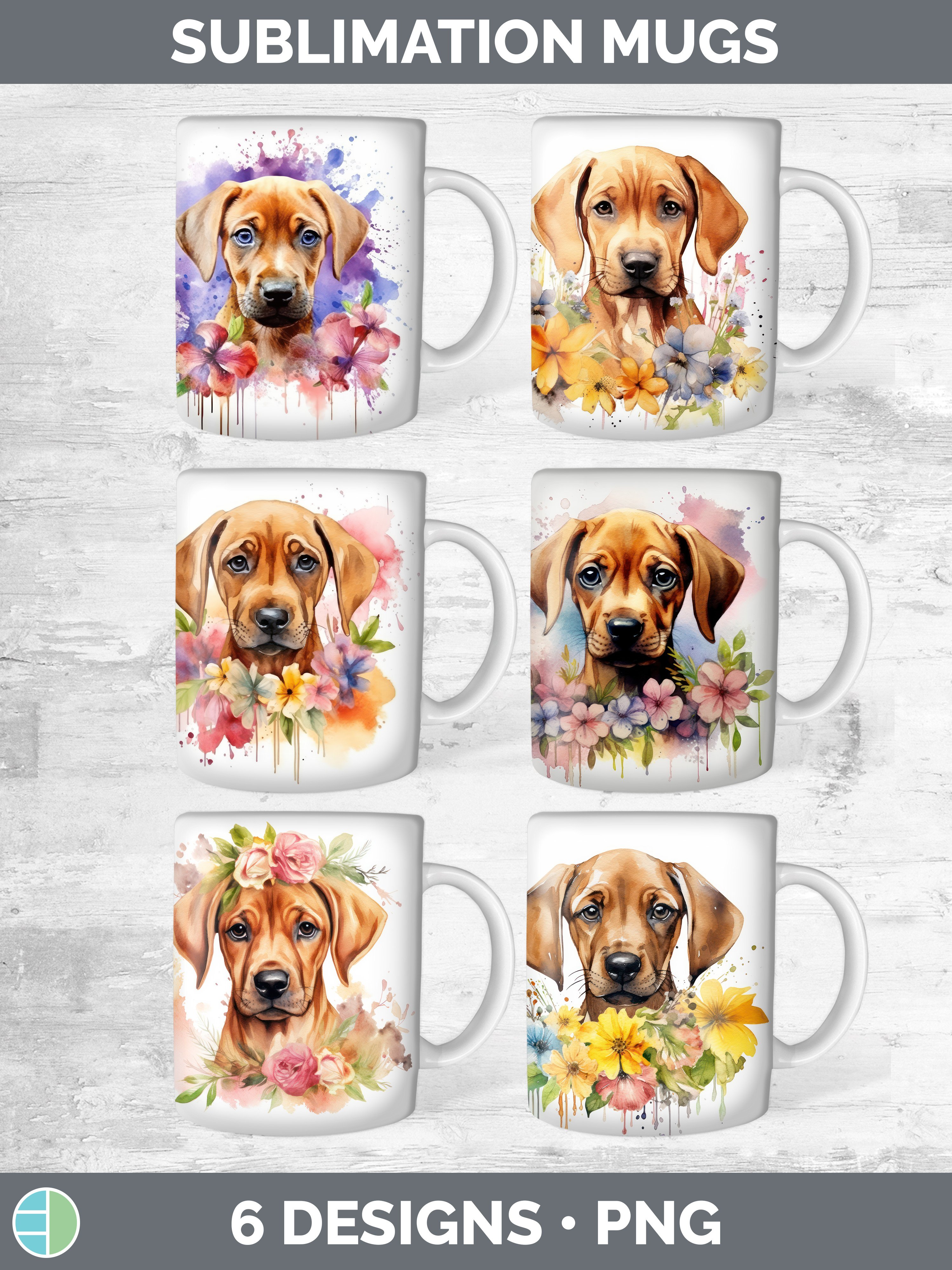 Watercolor Rhodesian Ridgeback Dog Mug Wrap | Sublimation Co