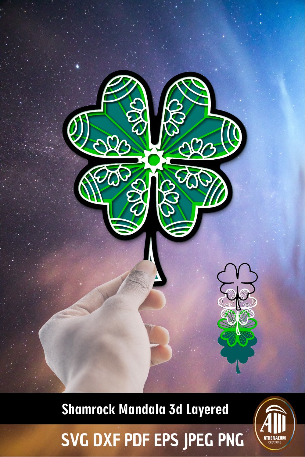 3d Layered Clover|Shamrock mandala SVG|3d Clover mandala SVG