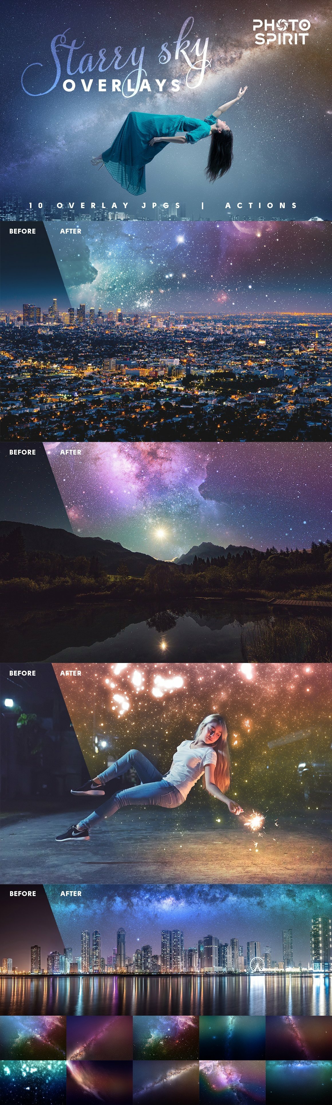 Night Sky Starry Overlays & Actions