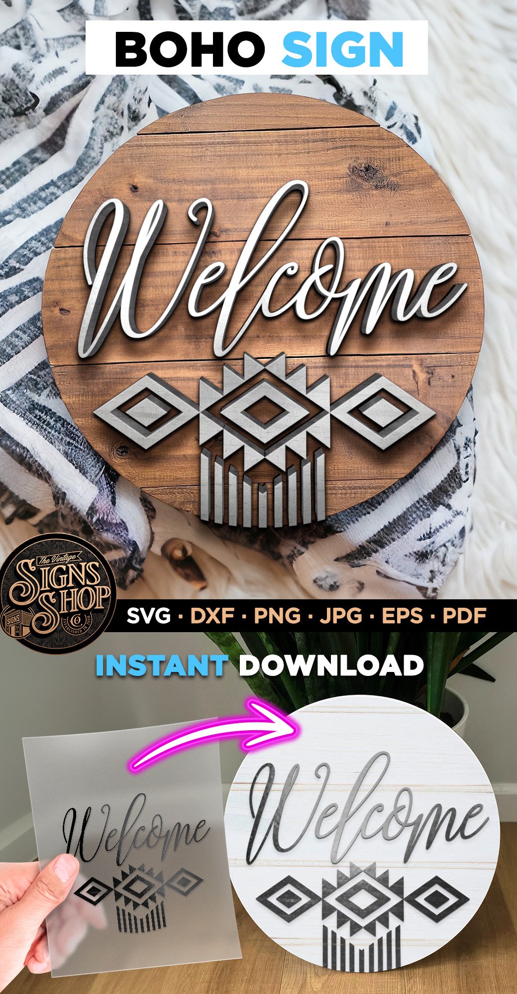 Boho and Farmhouse SVG Round Signs