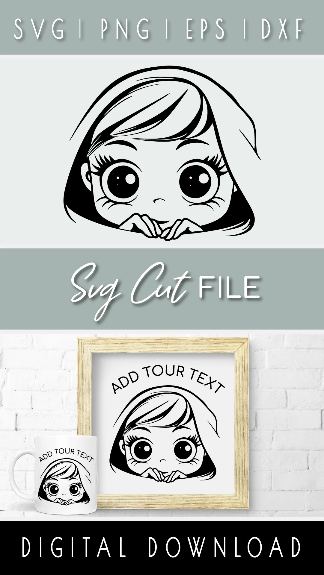 Peeking SVG | Peek a Boo Girl SVG Cut File For Cricut