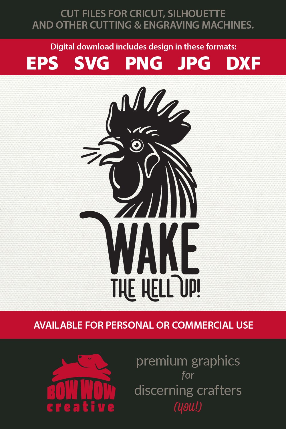 Wake the Hell Up Rooster SVG Cutting File & Clipart