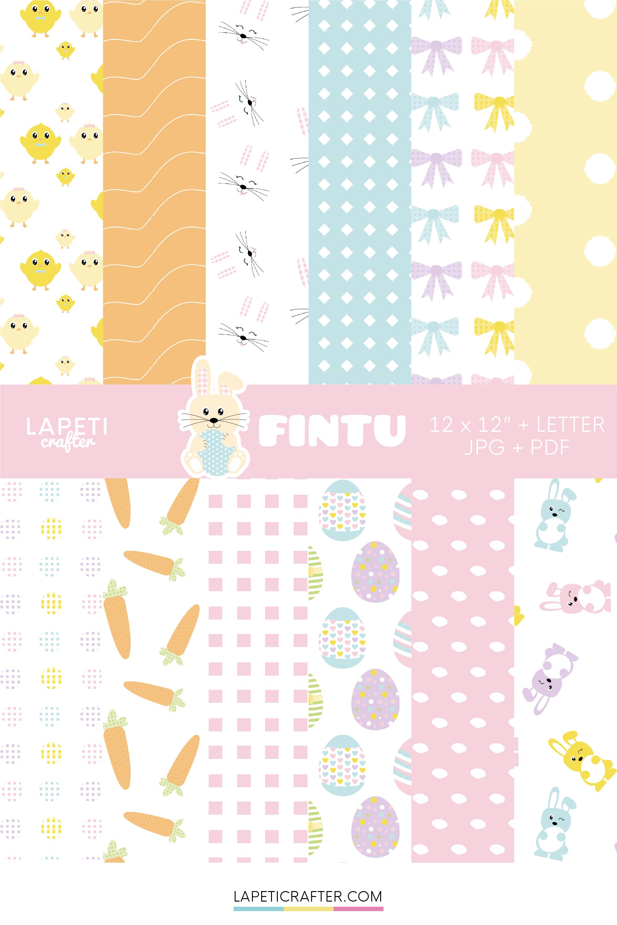 Spring Digital Paper Pack - Pastel Easter Egg & Bow Patterns