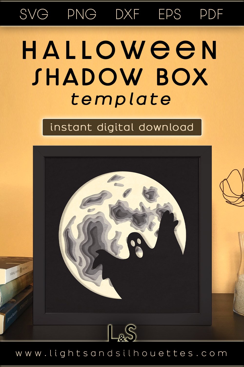 Halloween Shadow Box Svg | Ghost Paper Cut Template