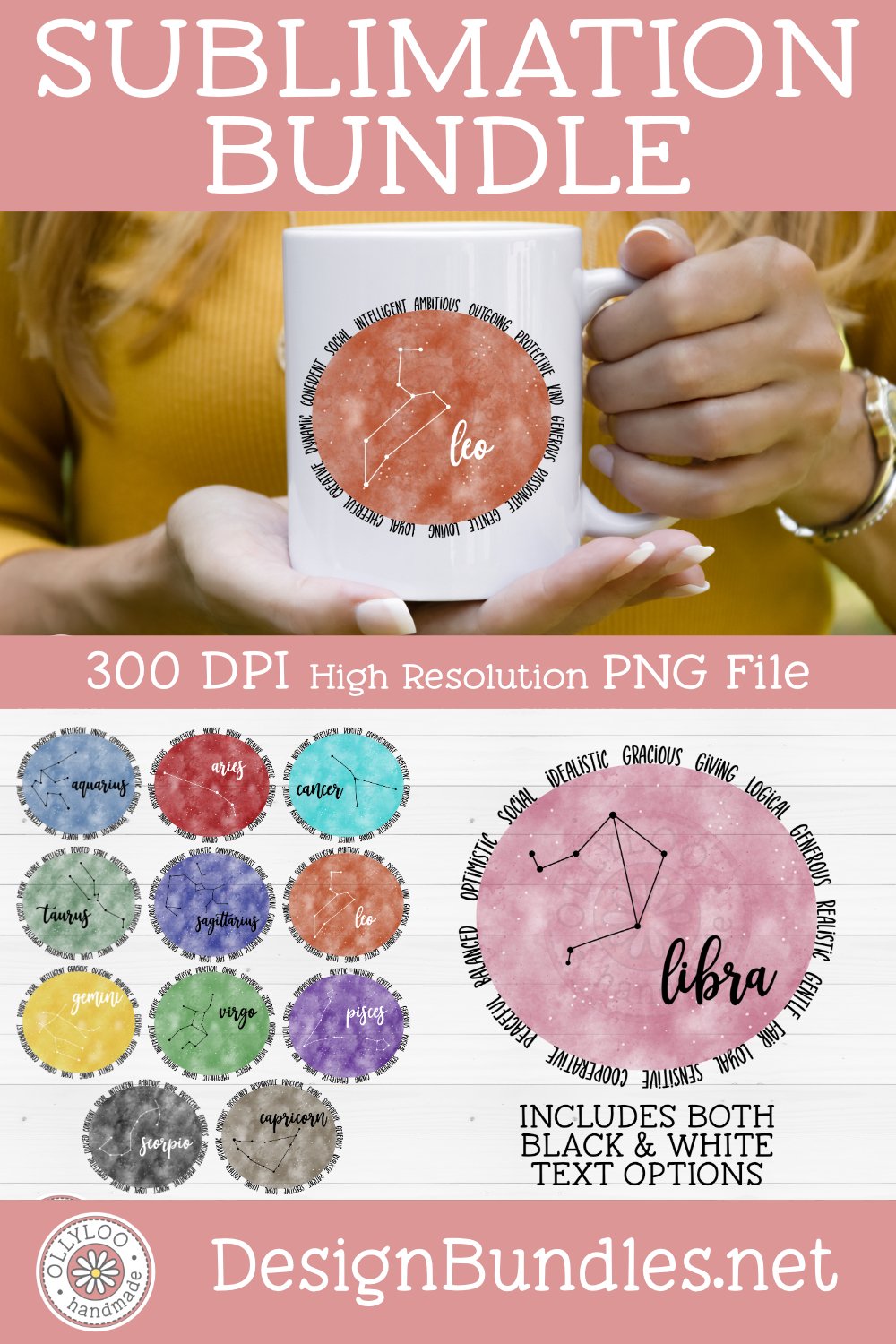 Zodiac Signs with Personality Traits Sublimation Bundle