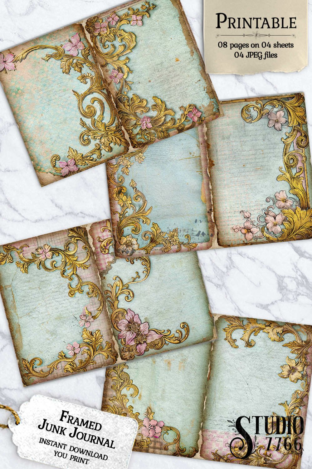 Shabby Chic Framed Junk Journal Pages