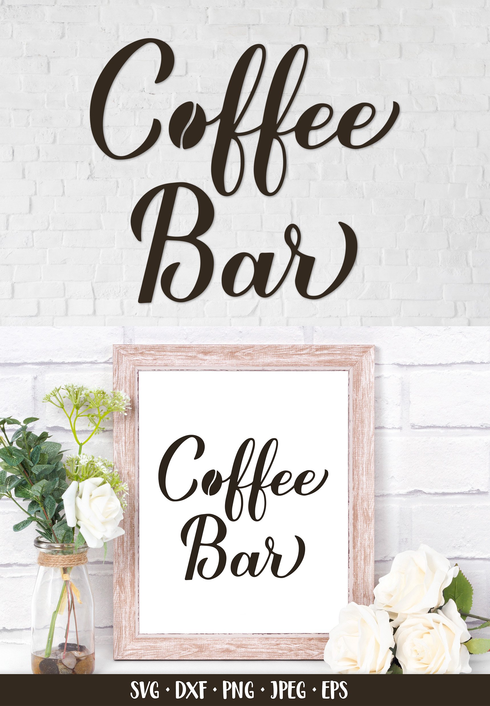 Coffee bar sign SVG. Coffee bar hand lettered design