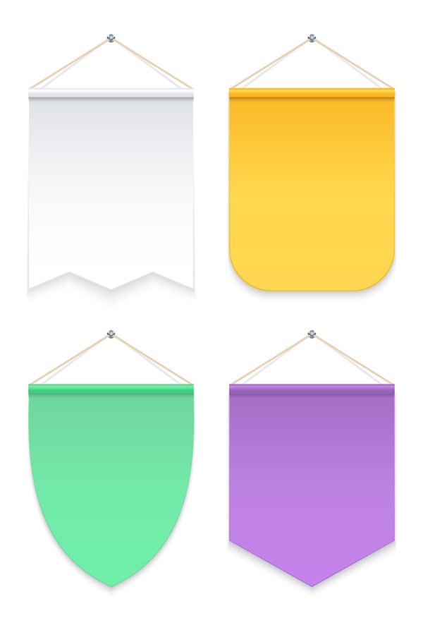 Color pennant. Triangle hanging banners and flags. Fabric fo