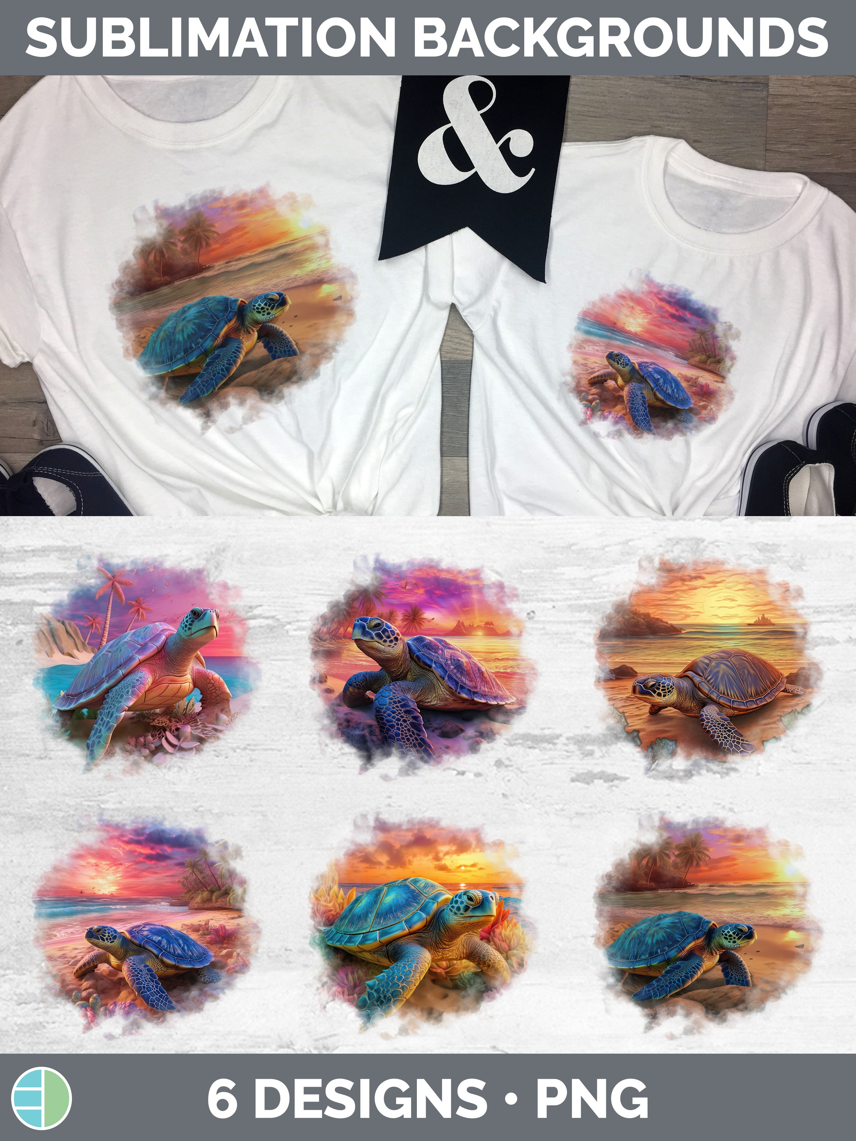 3D Sea Turtle Grunge Background | Sublimation Distressed Bac