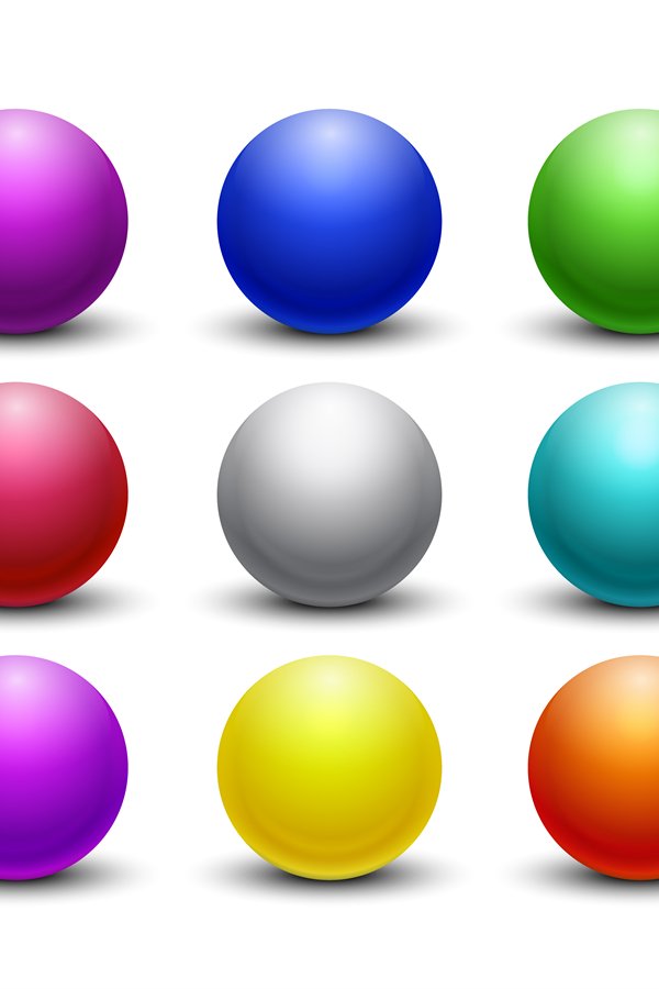 Colored glossy, shiny 3D balls, spheres vector set