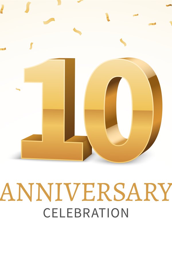 Anniversary. Celebrating event poster template with gold 3d