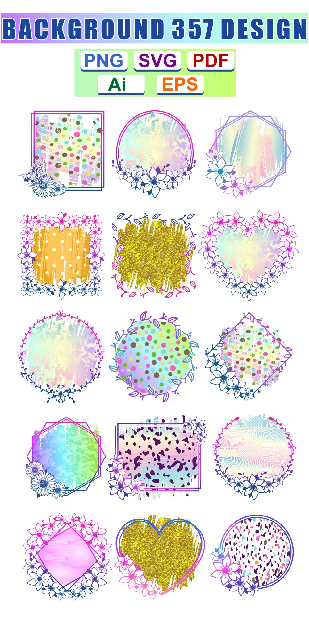 Sublimation Background Bundle, Sublimation Frames Designs