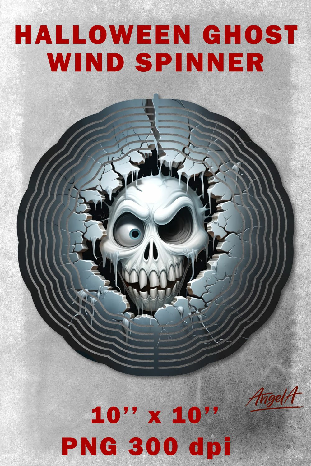 Halloween wind spinner / scary ghost face png / round sign