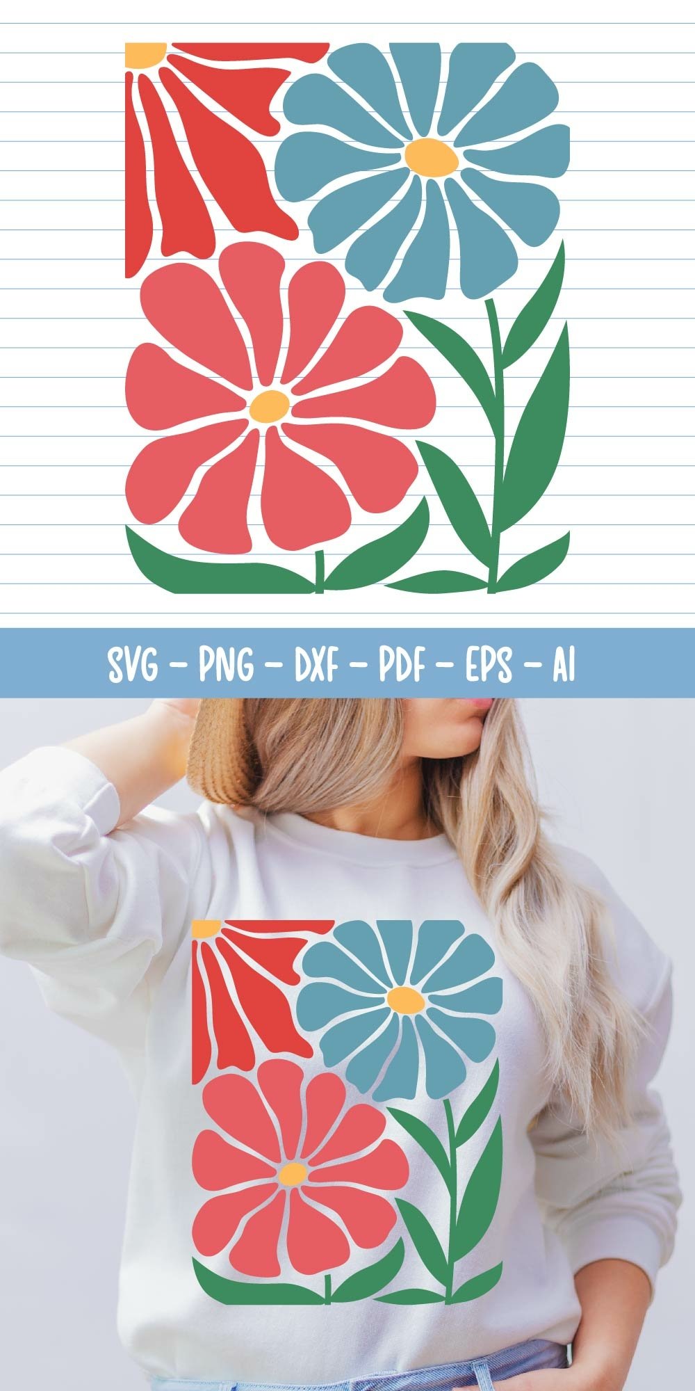 Boho Flower SVG PNG Abstract Flowers SVG Reto Boho (4788853)