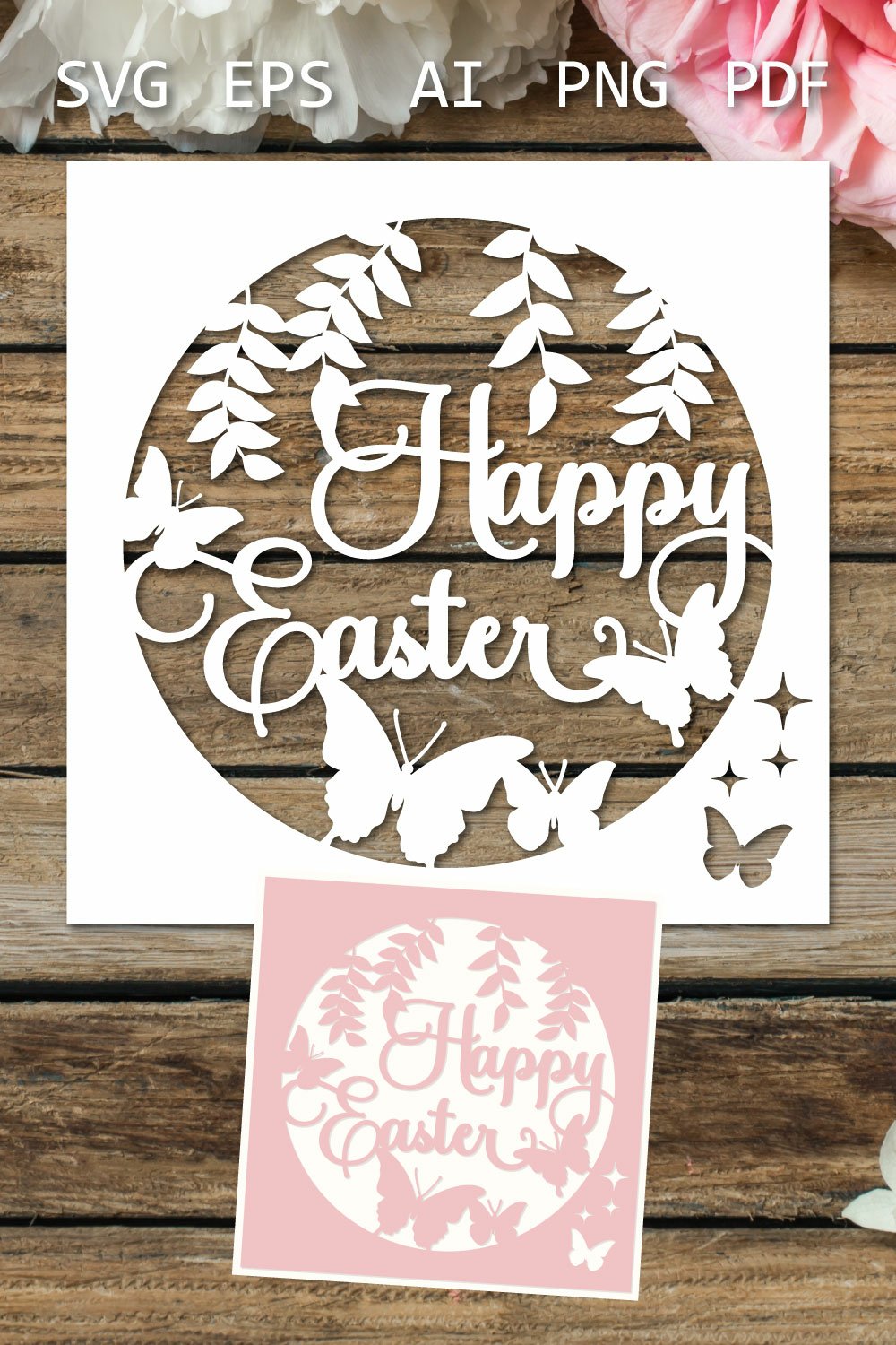 Happy Easter card, Easter paper cutting greeting card