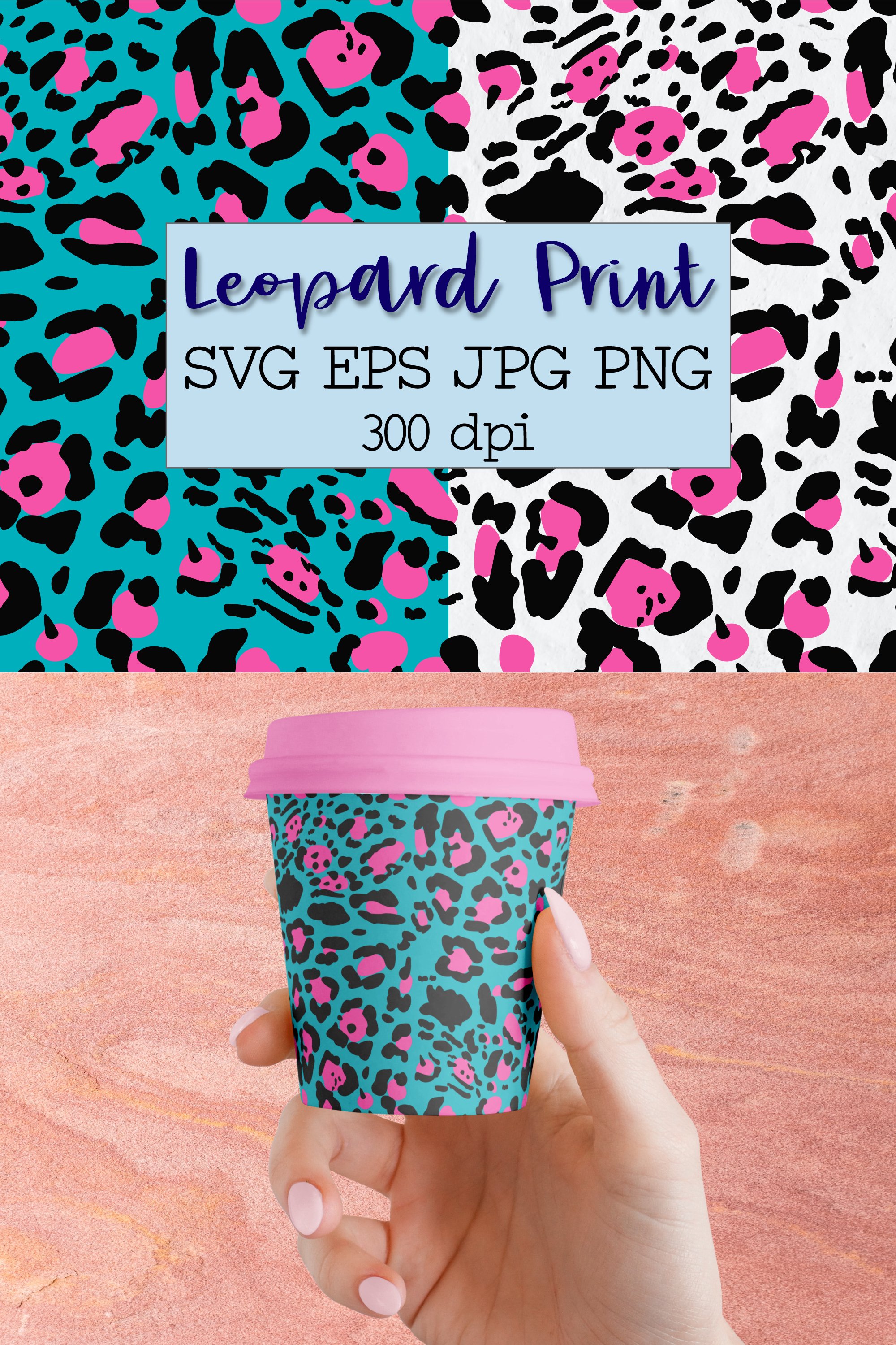 Leopard print SVG, Bright color background