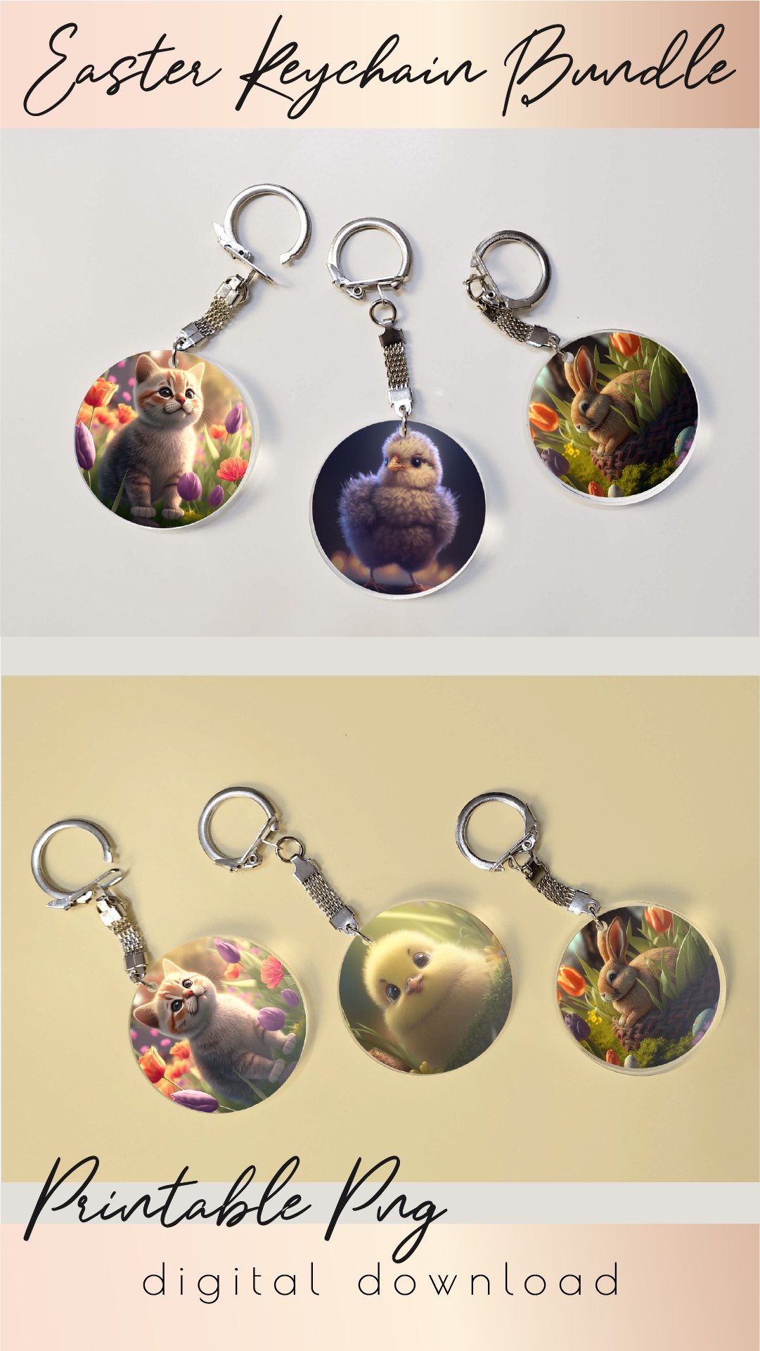 Easter Keychain Bundle, Keyring Sublimation Designs