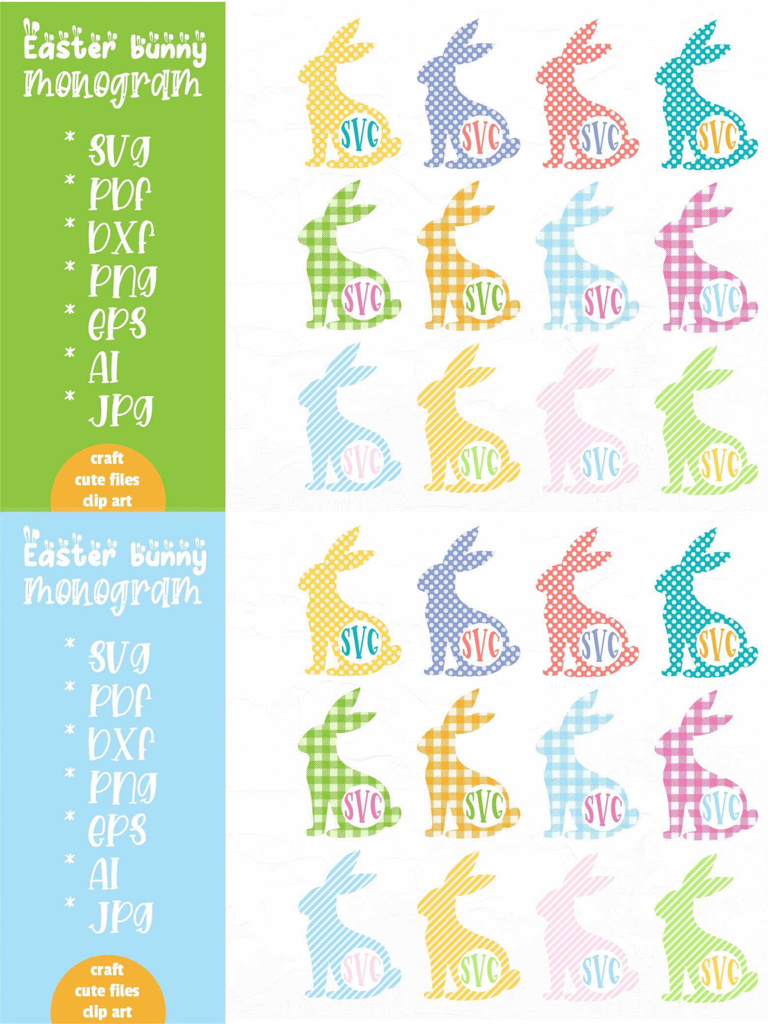 Easter bunny monogram Svg. Easter monogram bundle (1257999)