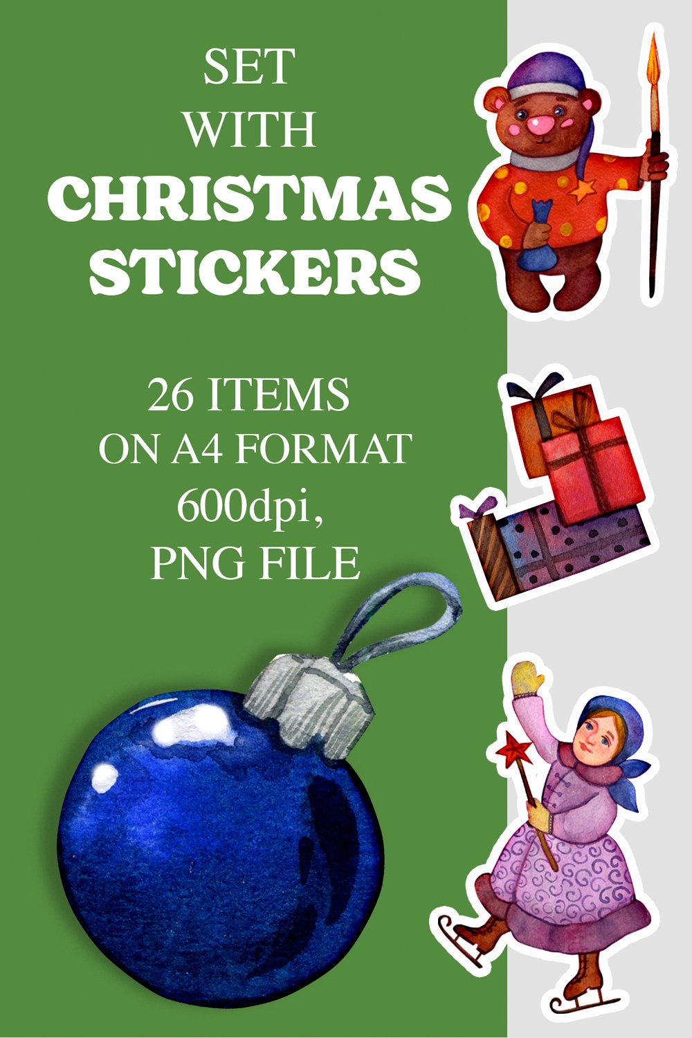 CHRISTMAS STICKERS. PNG, 600 DPI