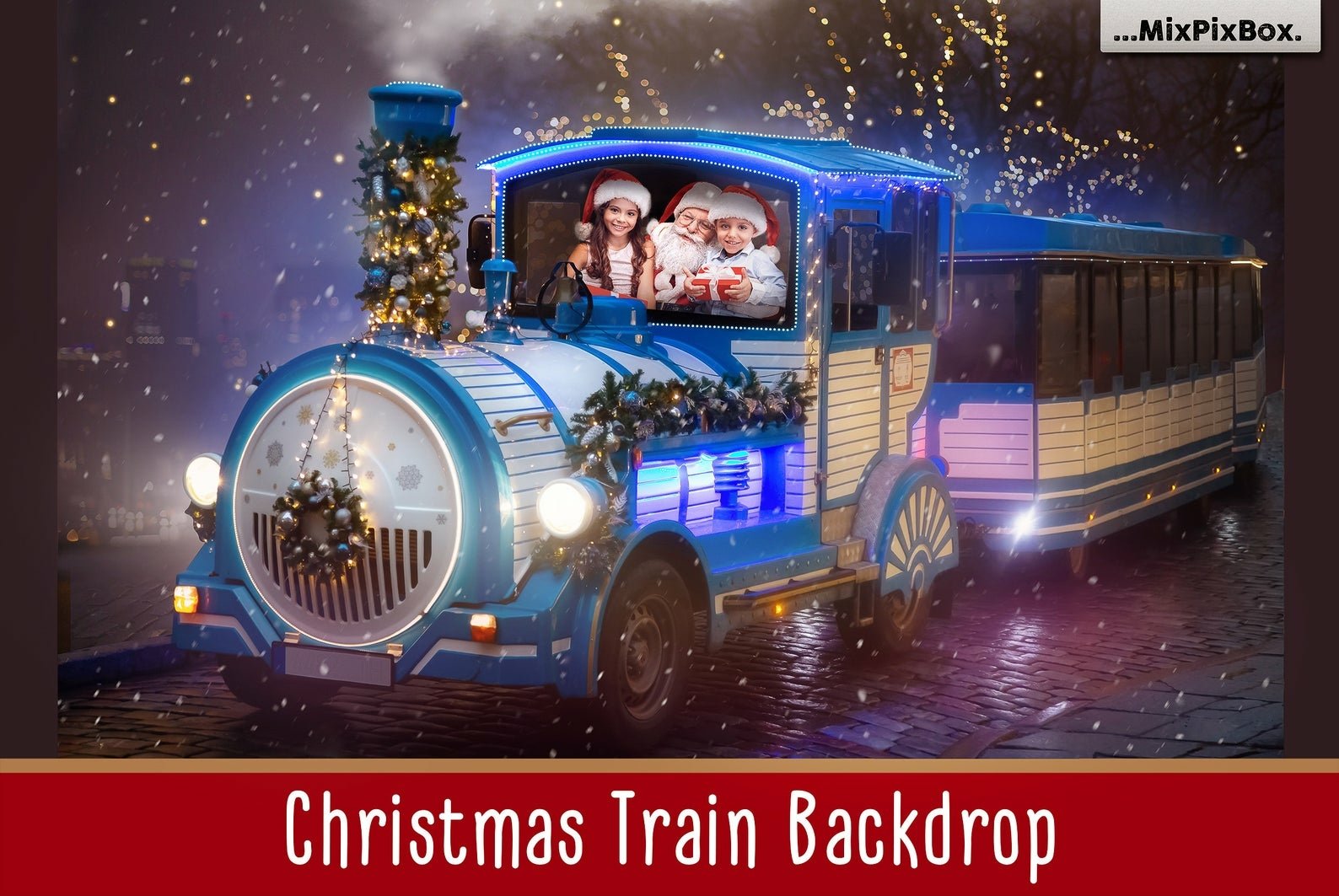 Christmas Train Backdrop