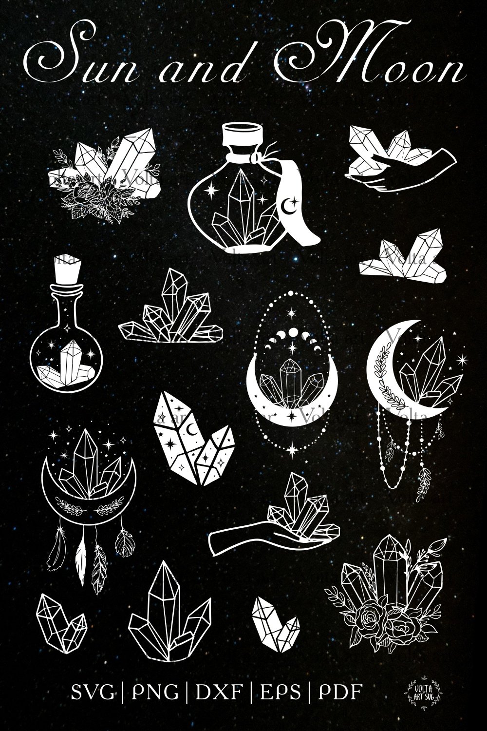 Crystal Svg Bundle, Magic Crystal Svg, Moon Crystal Svg