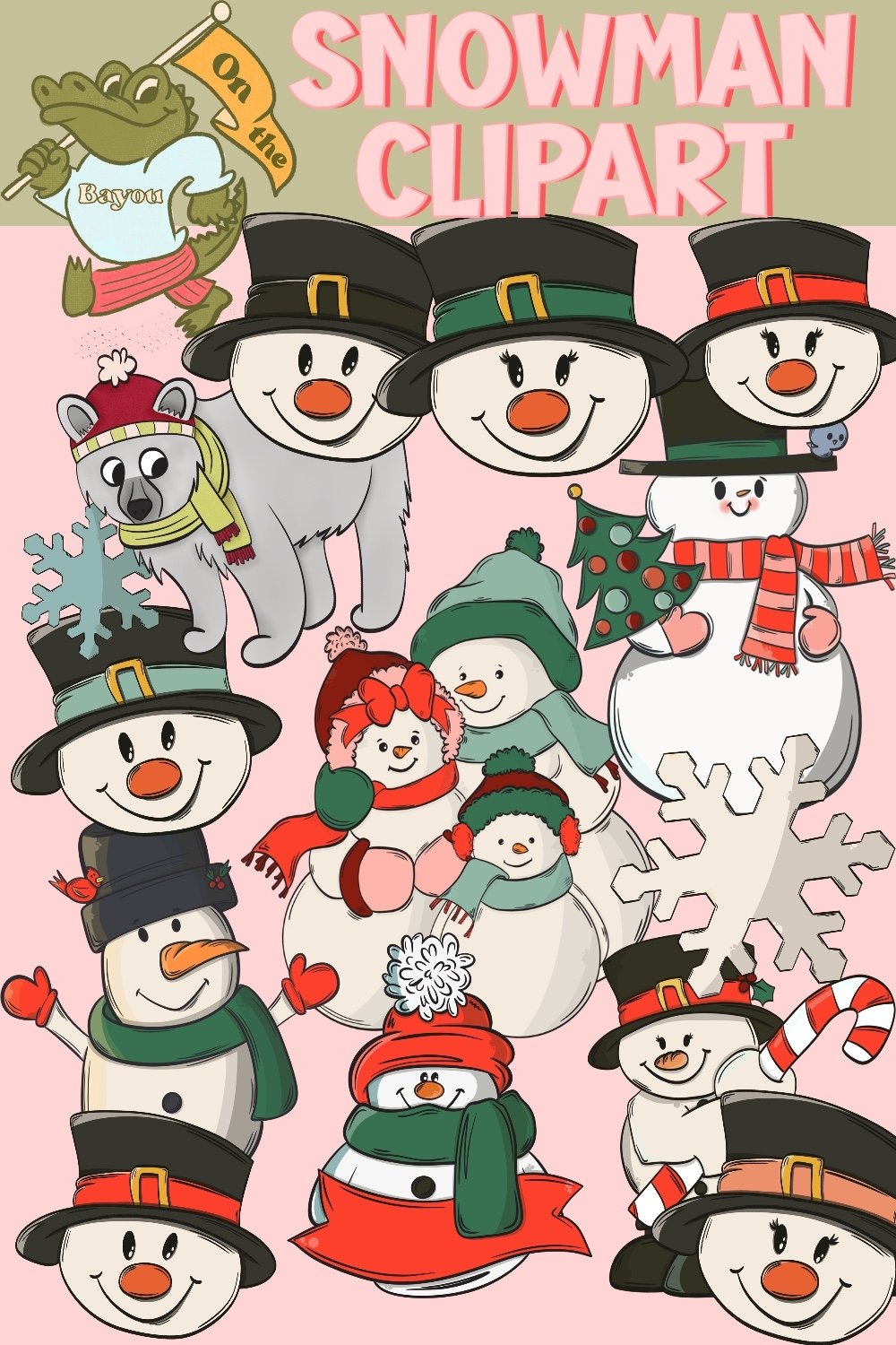 Snowman Clipart Bundle for Christmas Crafts