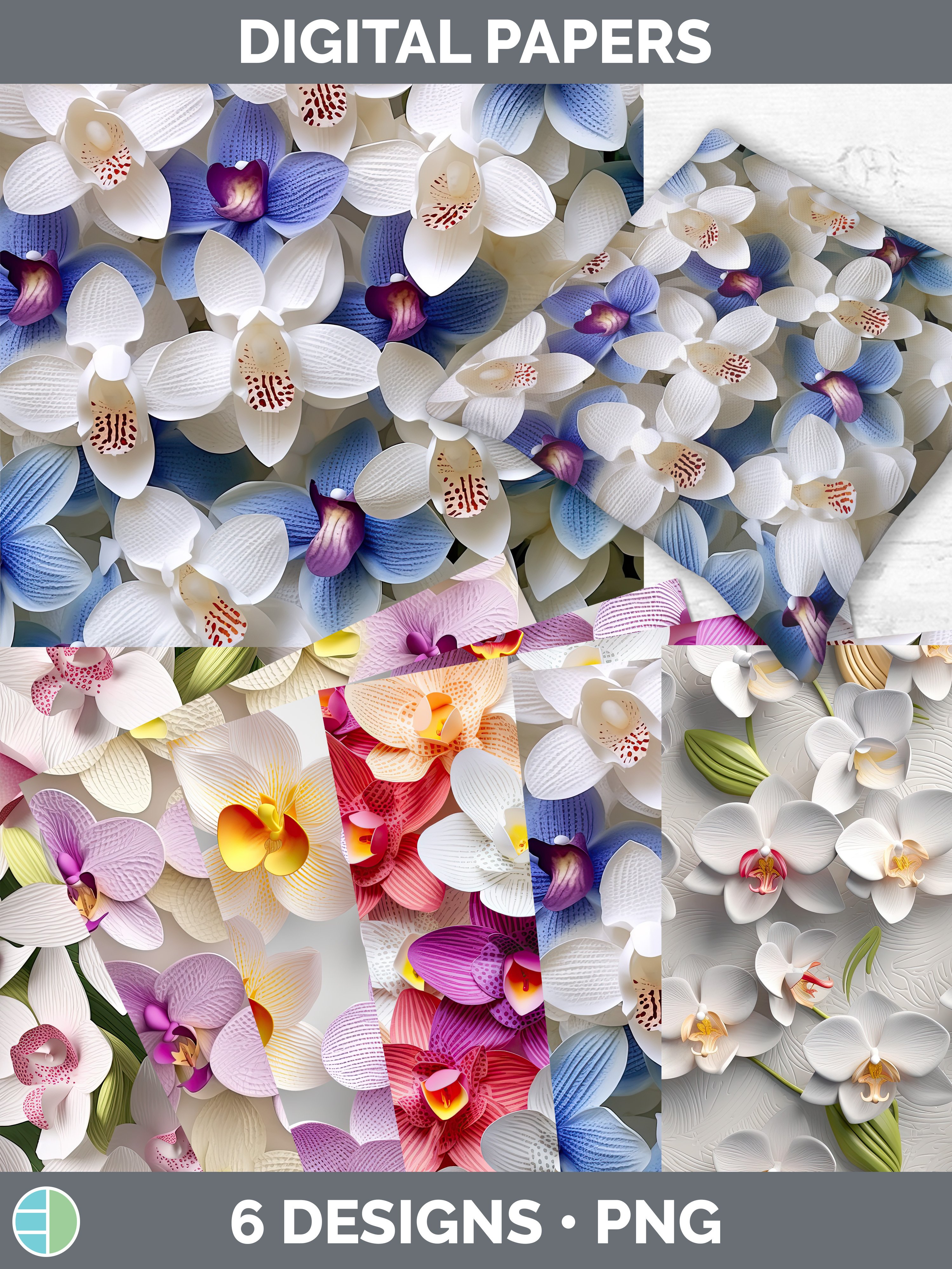3D Paper Orchid Flowers Paper Backgrounds | Digital Scrapboo